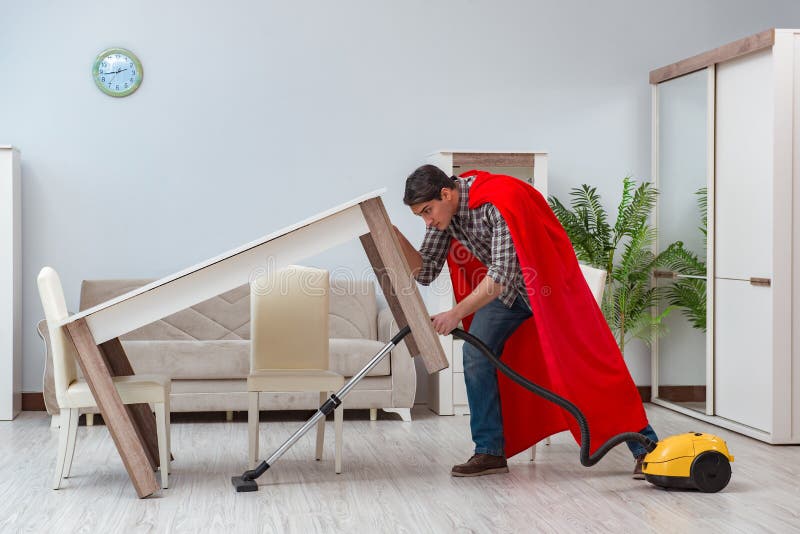 The Super Hero Cleaner Working at Home Stock Image - Image of hoover ...