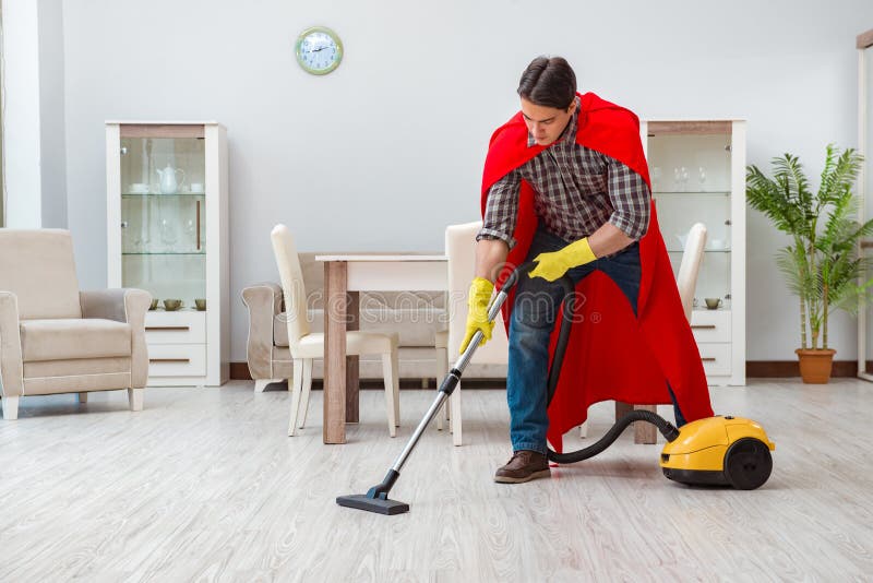 The Super Hero Cleaner Working at Home Stock Image - Image of home ...
