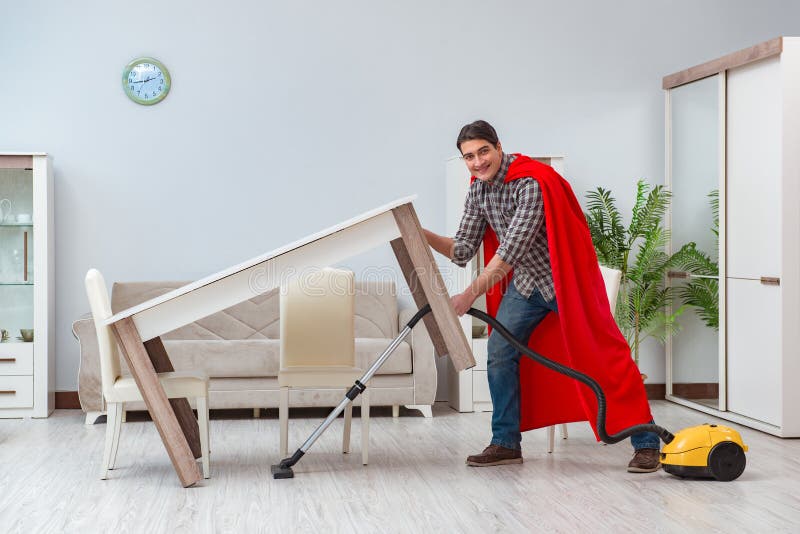The Super Hero Cleaner Working at Home Stock Image - Image of household ...
