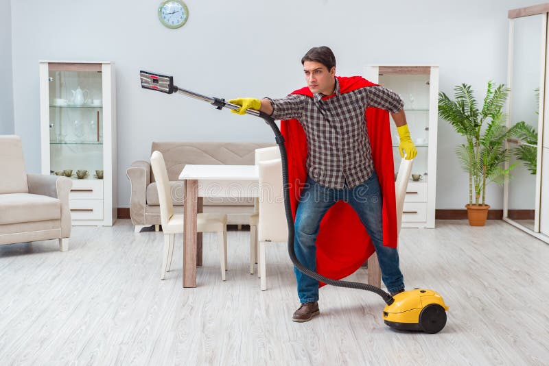 The Super Hero Cleaner Working at Home Stock Image - Image of house ...