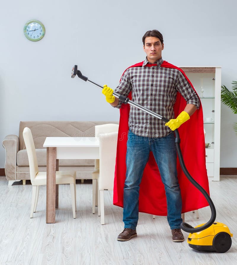 Super Hero Cleaner Working at Home Stock Image - Image of housekeeping ...