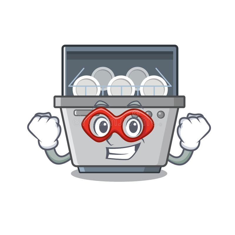 Super Hero Dishwasher Machine Isolated in the Cartoon Stock Vector ...