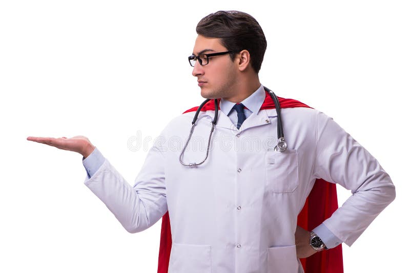 The Super Hero Doctor Isolated on White Stock Photo - Image of ...