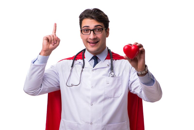 The Super Hero Doctor Isolated on White Stock Photo - Image of cardio ...