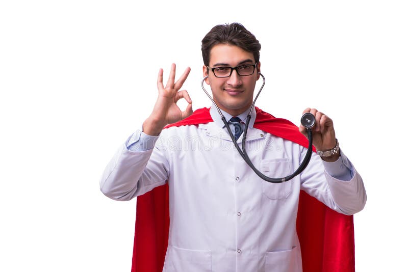 The Super Hero Doctor Isolated on White Stock Image - Image of ...