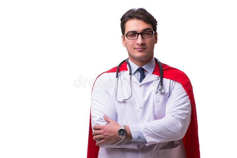 The Super Hero Doctor Isolated on White Stock Photo - Image of ...