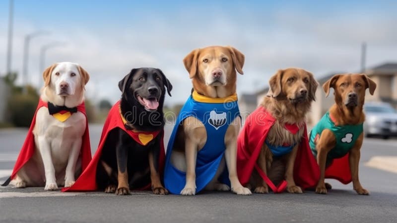 Super Hero Dogs - Wearing Capes Stock Photo - Image of superman ...
