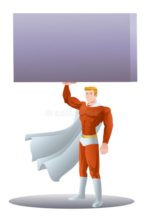 Super Hero Lifting Heavy Box Stock Illustration - Illustration of ...