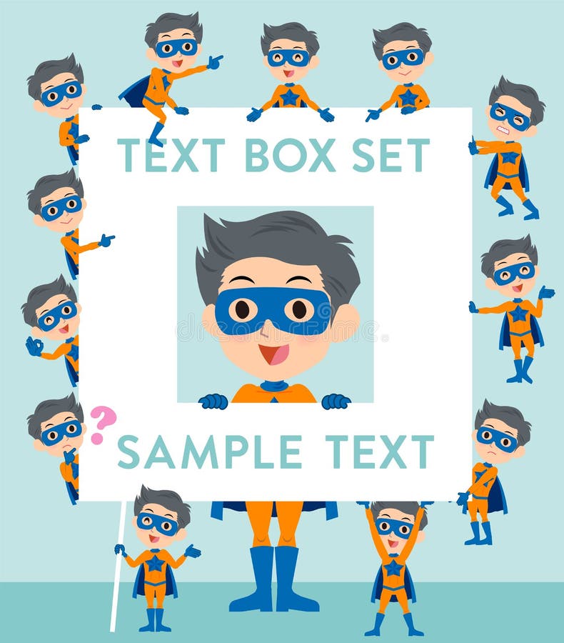 Super Hero Man Orange Blue Text Box Stock Vector - Illustration of back ...