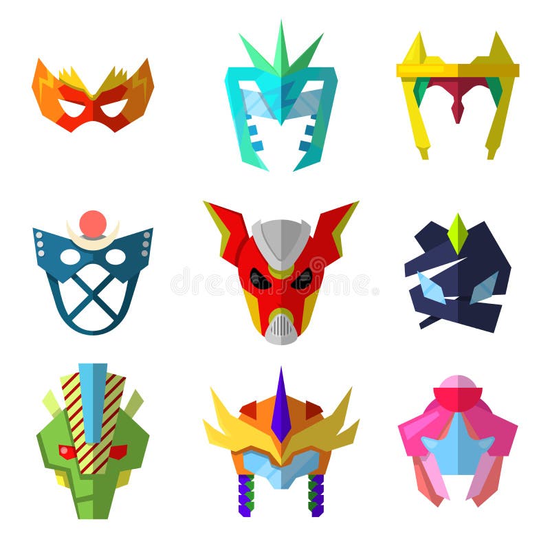 Super Hero Masks Set for Characters Stock Vector - Illustration of ...