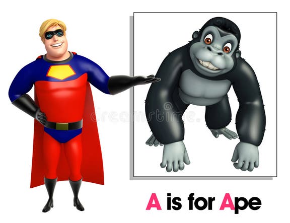 Super hero pointing Ape stock illustration. Illustration of chimpanzee ...