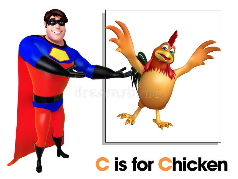 Super Hero Pointing Chicken Stock Illustration - Illustration of model ...