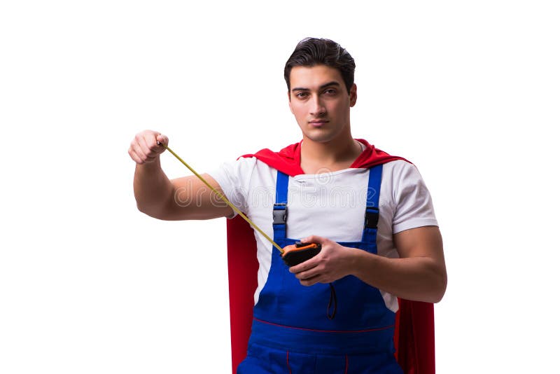 The Super Hero Repairman Isolated on the White Stock Image - Image of ...