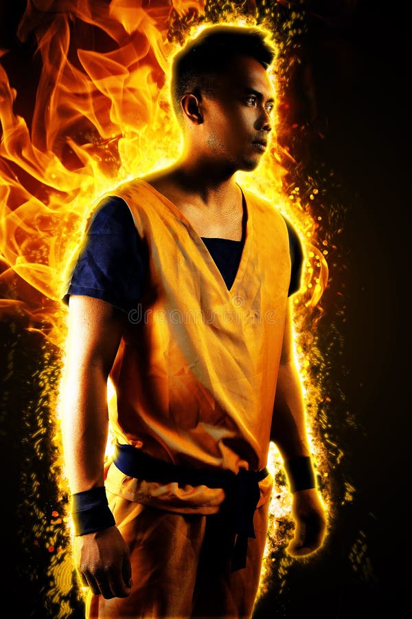 Super Hero Showing His Power Stock Photo - Image of super, saiyan: 95604368