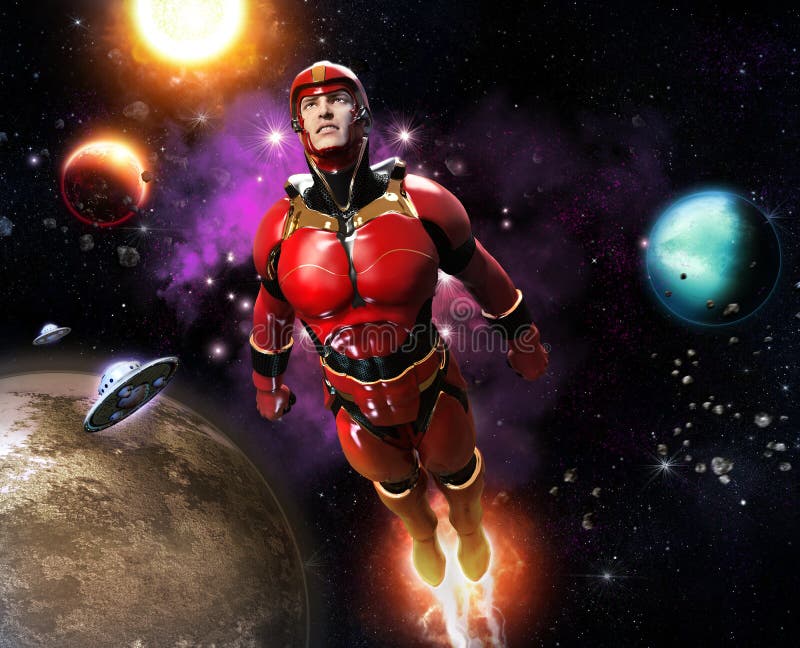 Super Hero Scene 3D Illustration Stock Illustration - Illustration of ...