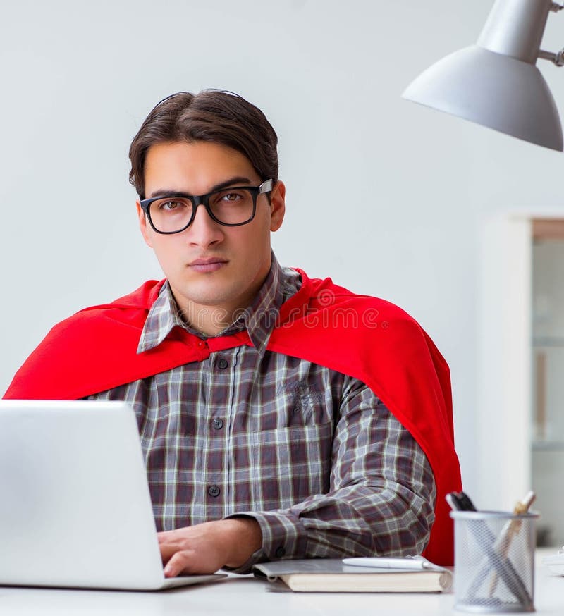 Super Hero Student with Books Studying for Exams Stock Photo - Image of ...