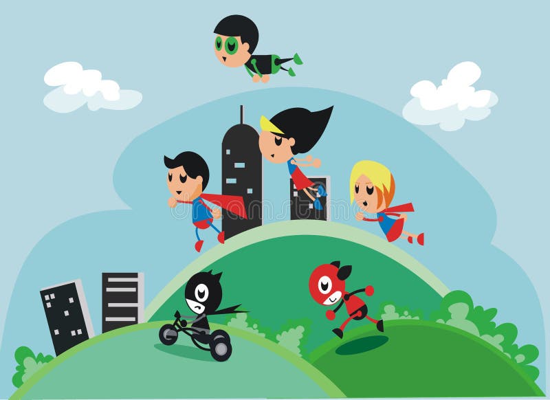 Super Hero Team Cartoon stock vector. Illustration of woman - 58220269