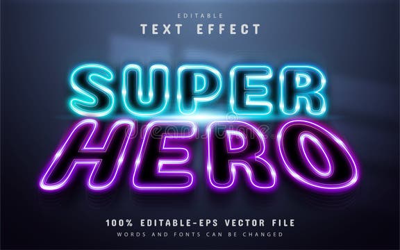 Super Hero Text Effect Neon Style Stock Vector - Illustration of shape ...