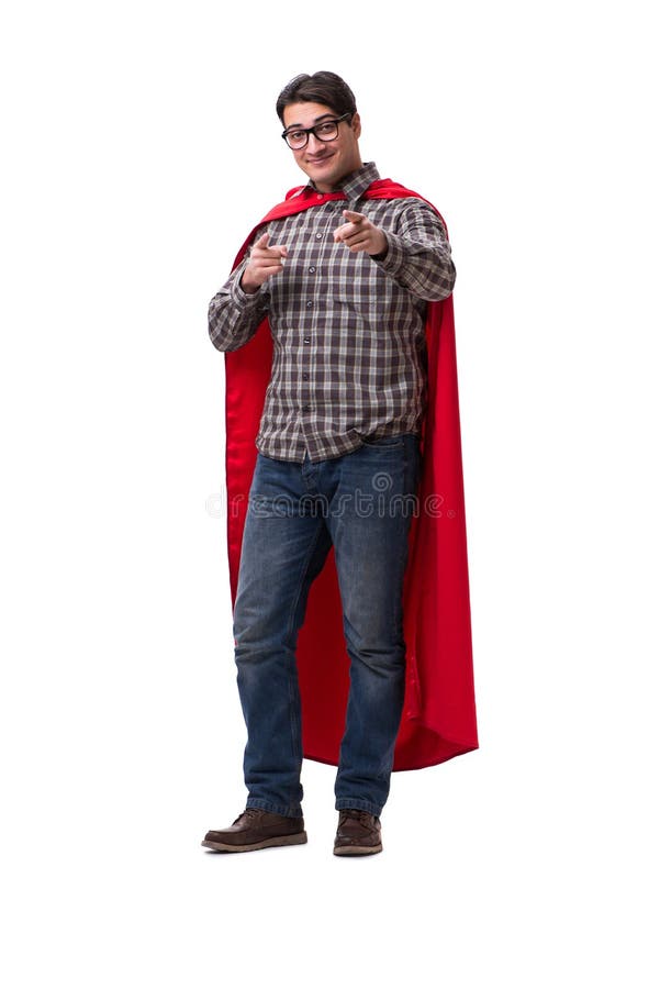 The Super Hero Wearing Red Cover on White Stock Photo - Image of hero ...