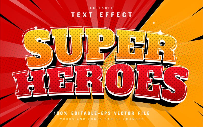 Super Heroes Text Effect Comic Style Stock Vector - Illustration of ...