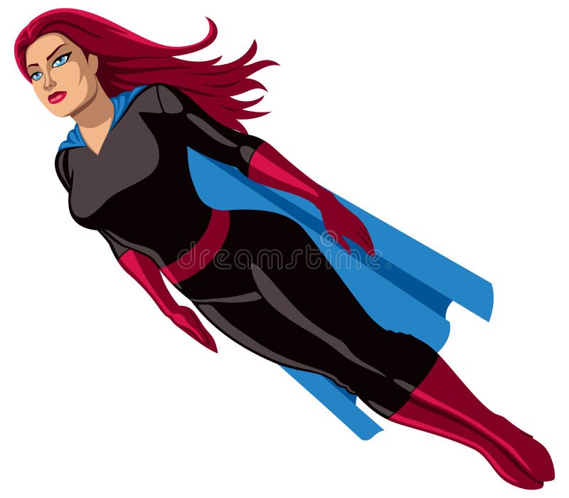 Super Heroine Flying stock vector. Illustration of super - 95982844