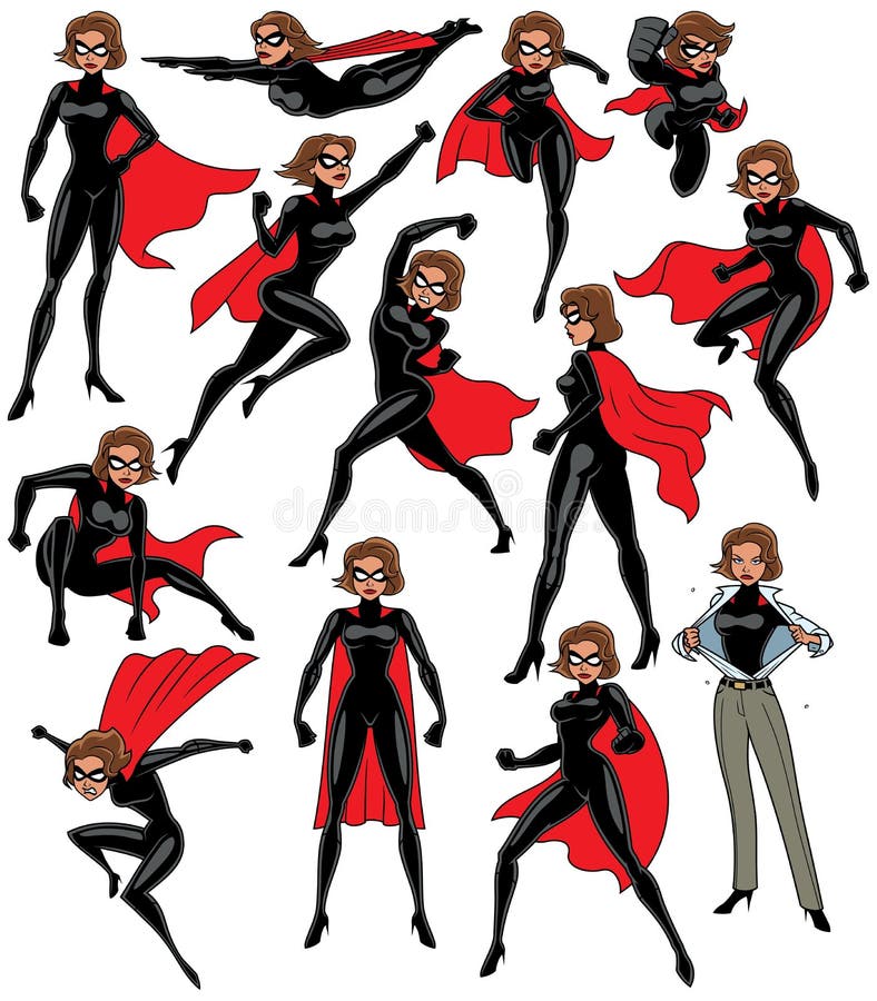 Super Heroine Set stock illustration. Illustration of power - 96478636