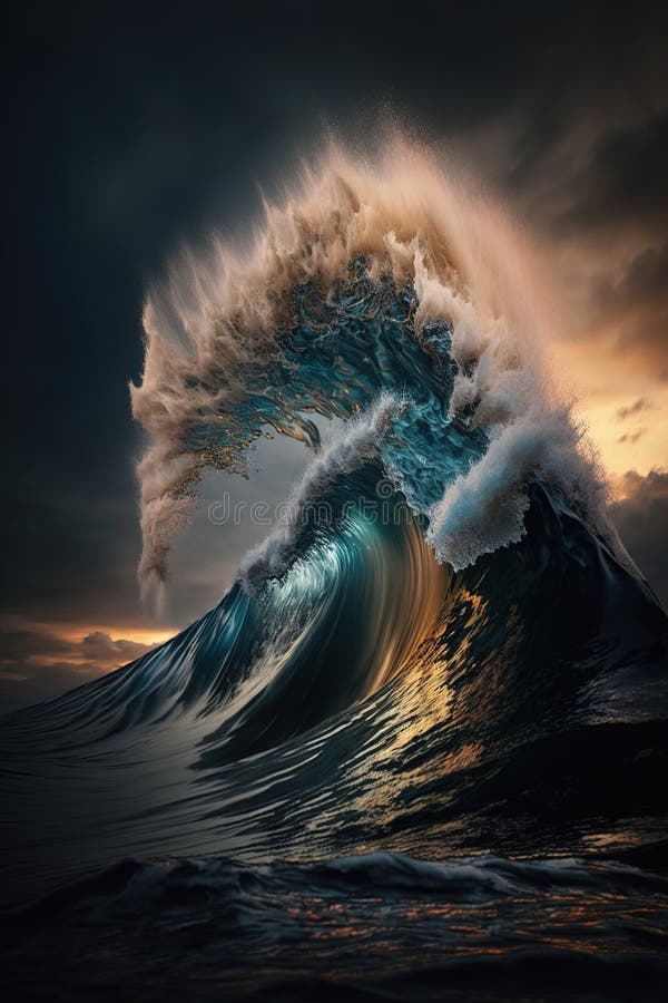 A Super High Wave. Generative AI Stock Illustration - Illustration of ...