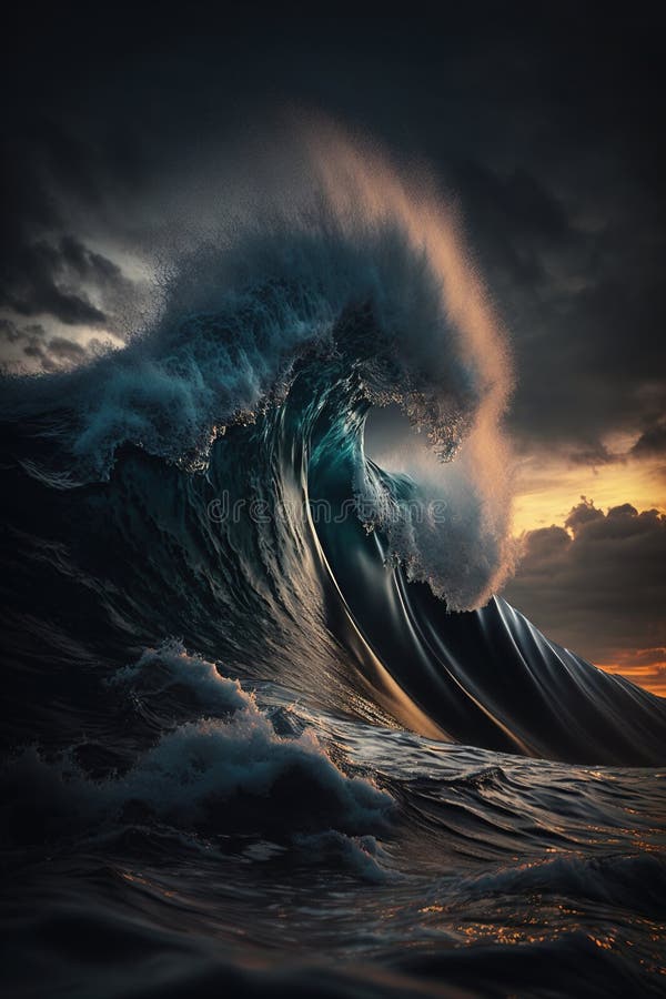 A Super High Wave. Generative AI Stock Illustration - Illustration of ...