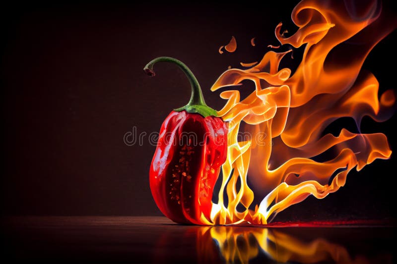 Super Hot Red Pepper on Fire. AI Generated Stock Illustration ...