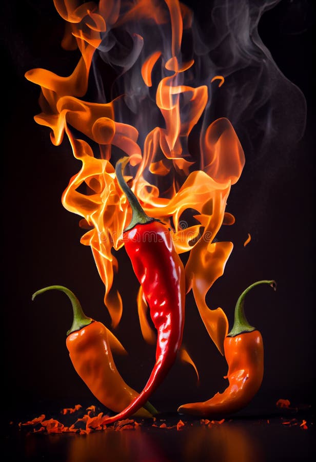 Super Hot Red Pepper on Fire. AI Generated Stock Illustration ...
