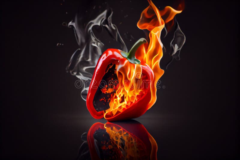 Super Hot Red Pepper on Fire. AI Generated Stock Illustration ...