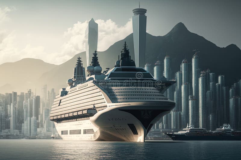 Super Huge Cruise Ship. Generative AI Stock Illustration - Illustration ...