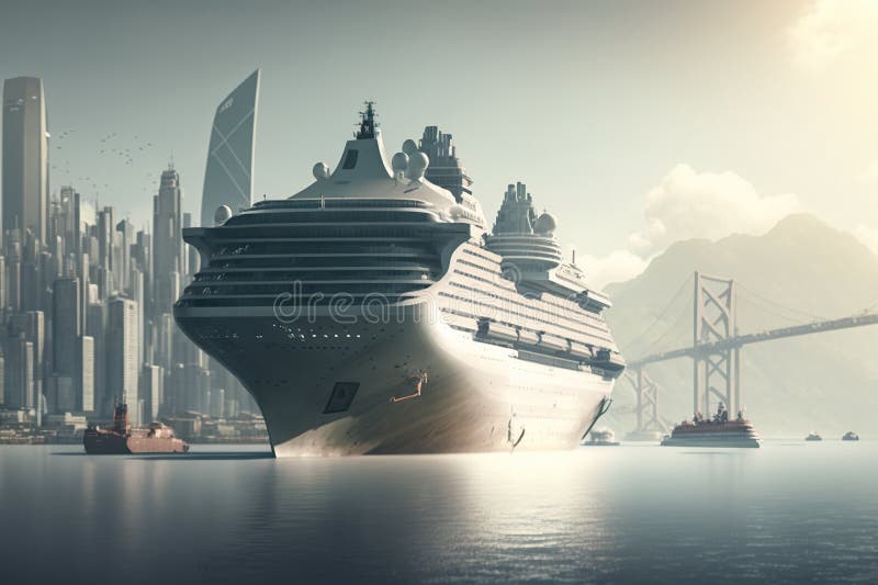 Super Huge Cruise Ship. Generative AI Stock Illustration - Illustration ...