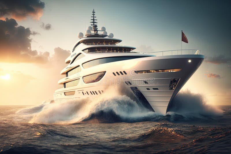 Super Iate Branco No Mar. Ai Generativo Ilustração Stock - Ilustração ...