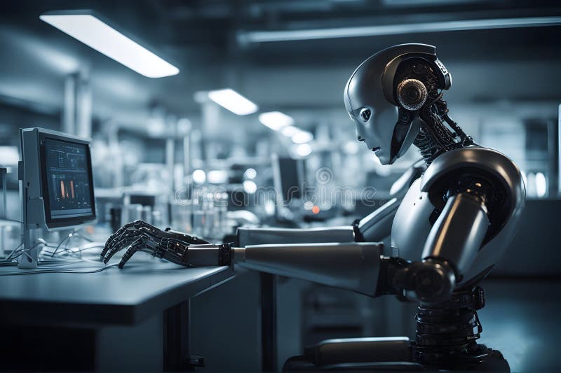 Super Intelligent Robot in a Laboratory Doing Research Stock ...