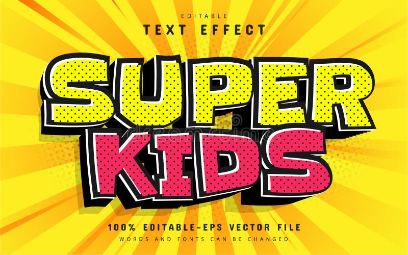 Super Kids Comic Style Text Effect Stock Vector - Illustration of comic ...