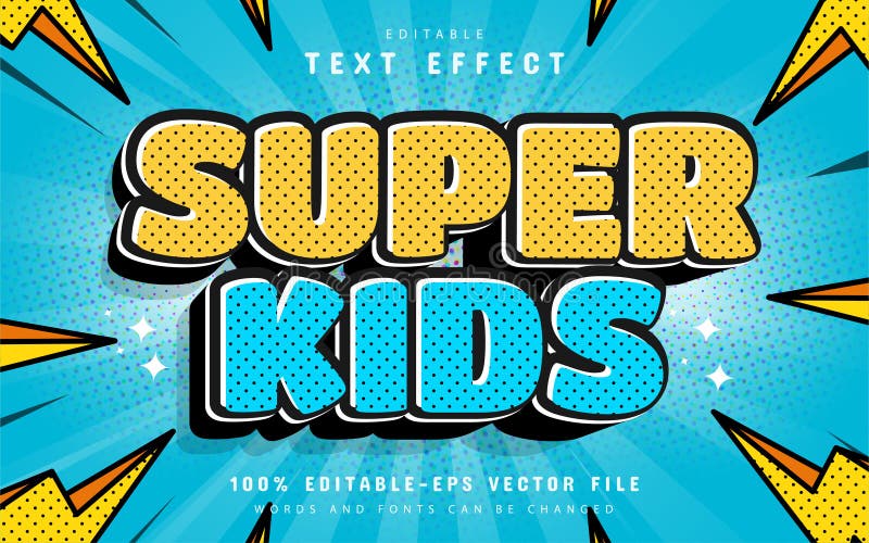 Super Kids Comic Text Effect Stock Vector - Illustration of trendy ...