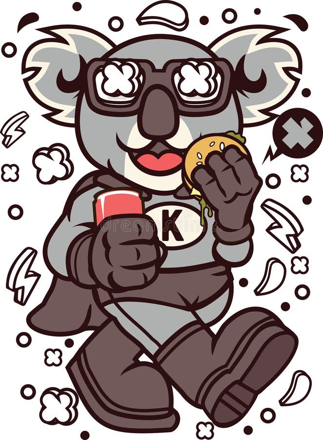 Super Koala stock illustration. Illustration of line - 323150619