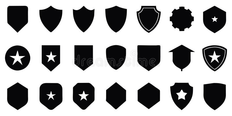 Super Lovely Shield, Badges Vector Art Set. Flat Black Color Stock ... Super Lovely Shield, Badges Vector Art Set. Flat Black Color Stock ...