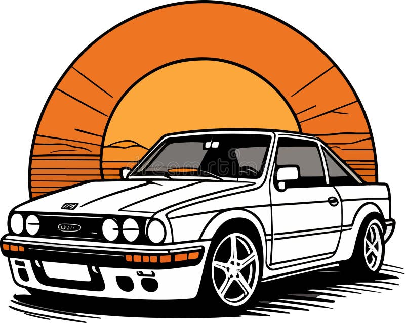 Super Lovely Vector Art Sport Car Sunset Stock Vector - Illustration of ...