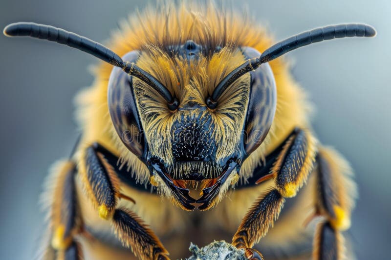 Super Macro Photography of Bee Face with High Details Stock ...