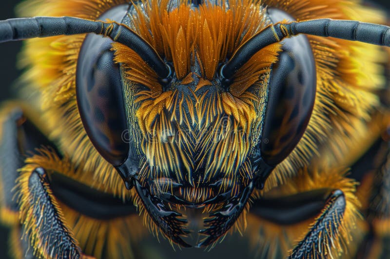 Super Macro Photography of Bee Face with High Details Stock ...