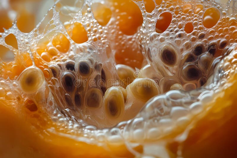 Super Macro Photography, Orange and White Patterned Slimy Bubbles ...