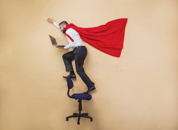 Super manager stock photo. Image of jump, cape, chair - 47280048