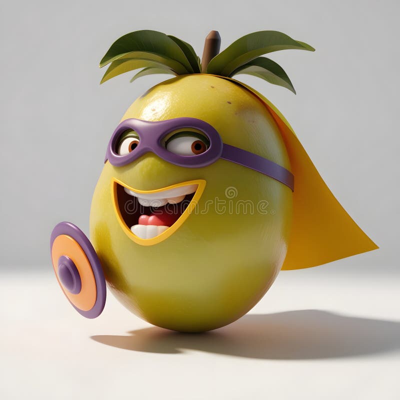 A Super Mango Hero: 3D Render of a Smiling Fruit Superhero with Cape ...