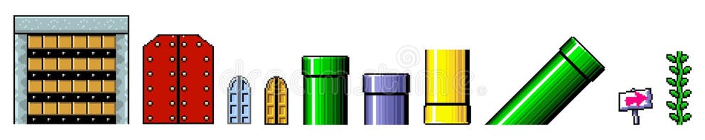 Super Mario World Game Elements in Pixel Style. Vector Stock ...