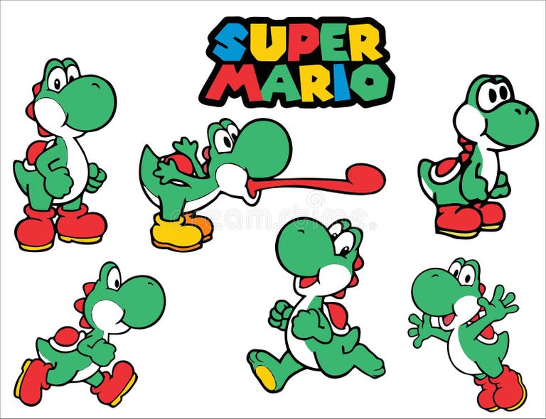 Super Mario Yoshi Print Vector Stock Vector - Illustration of cute ...