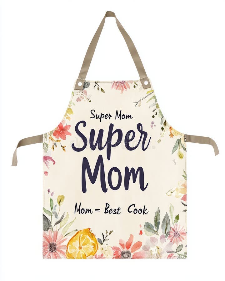 Super Mom Kitchen Apron with Watercolor Design Stock Illustration ...