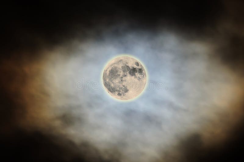 Super Moon 2016, Bright, Cloudy Colored Sky, Close Up Stock Image ...