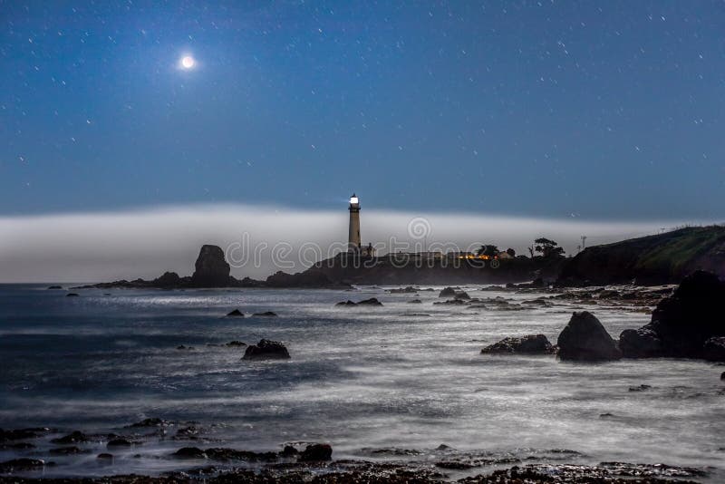 Super Moon Eclipse Over the Pigeon Point Lighthouse Stock Image - Image ...